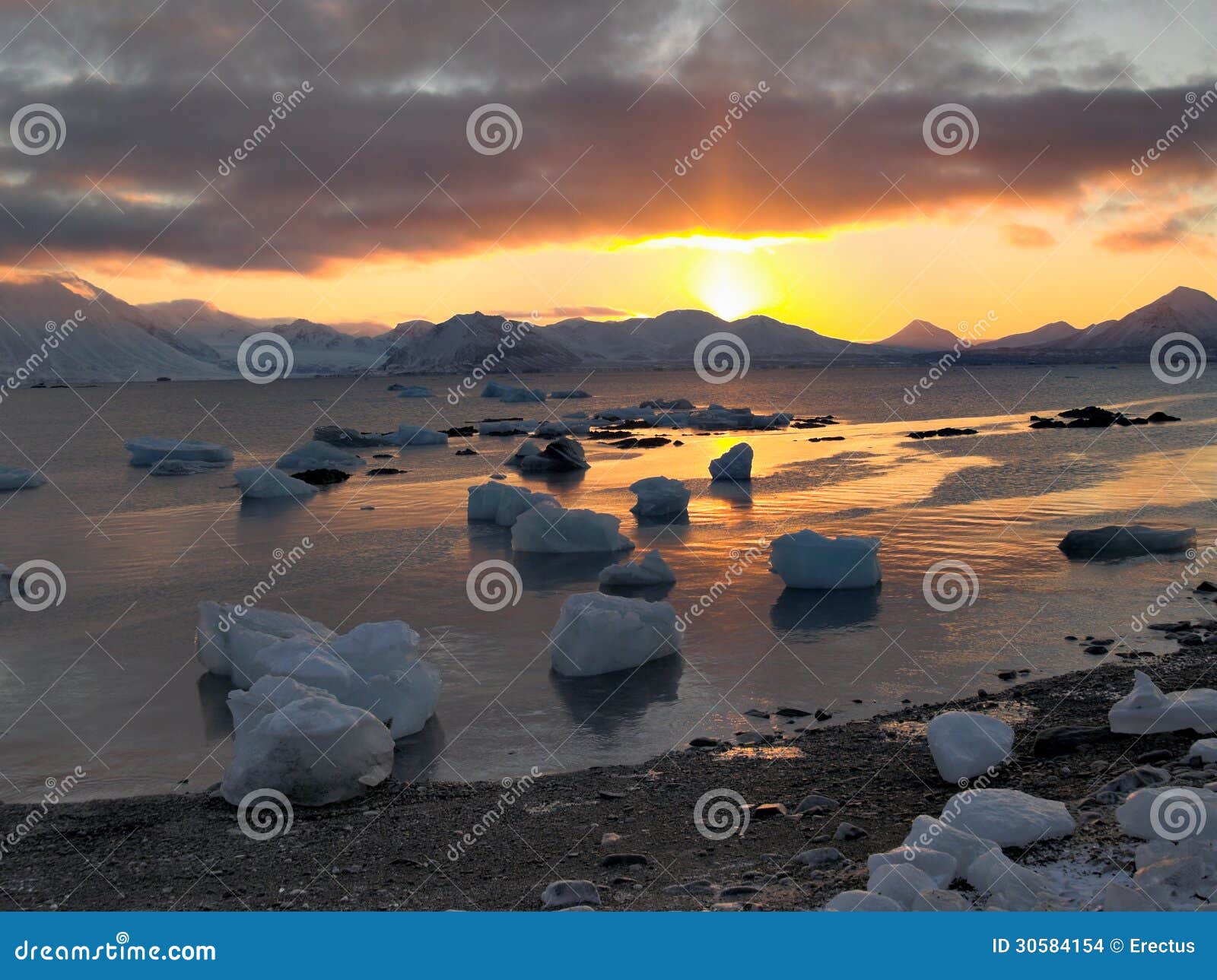 Sunrise in the Arctic stock photo. Image of cold, rise - 30584154