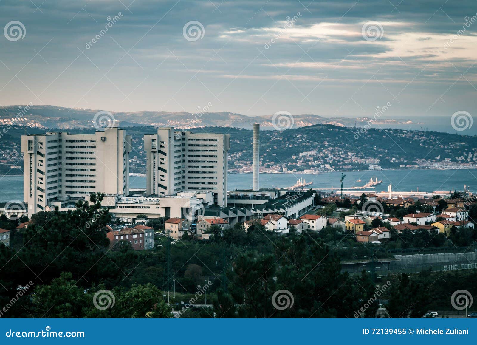Sunrise in the Bay of Trieste Stock Image - Image of cityscape, italy ...