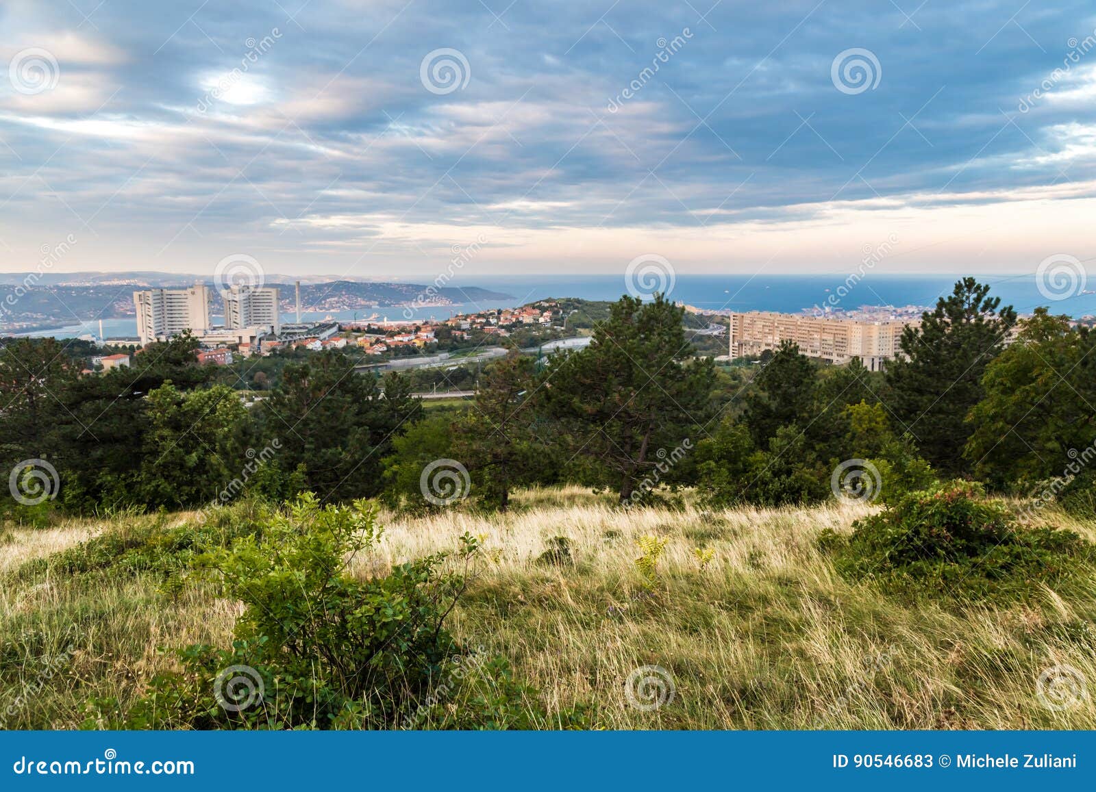 Sunrise in the Bay of Trieste Stock Image - Image of high, coastline ...