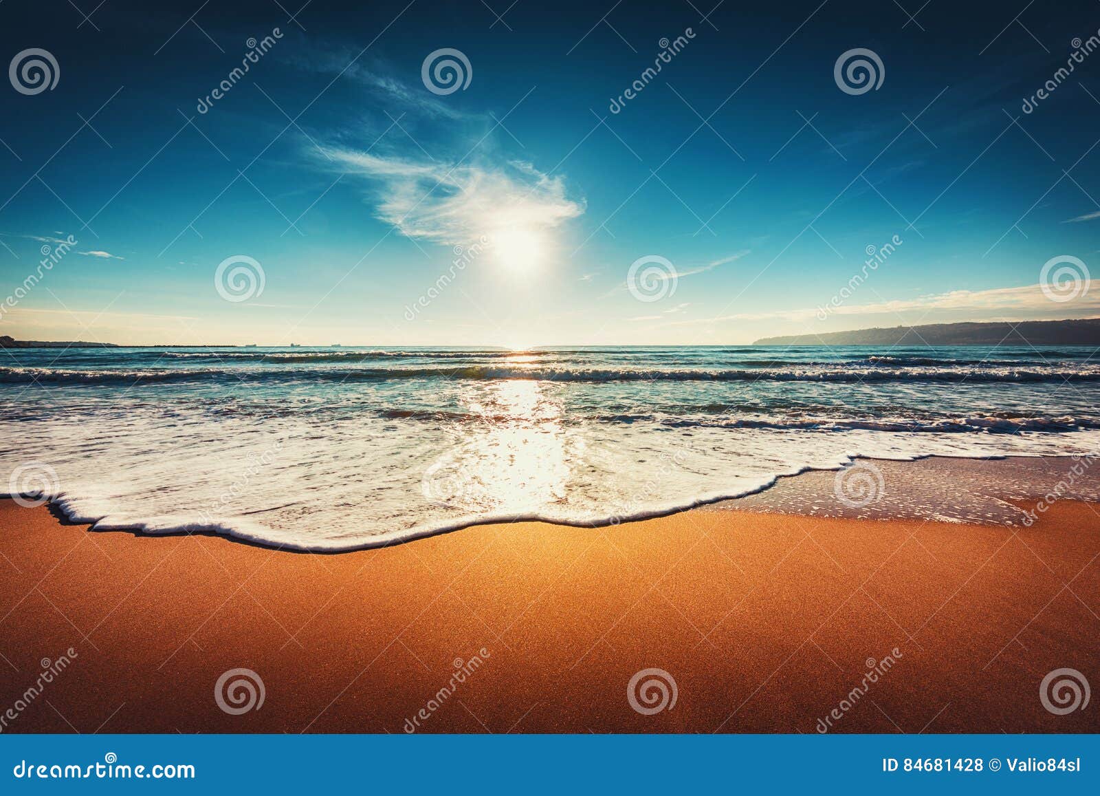 Sunrise on the beach stock photo. Image of season, scene - 84681428