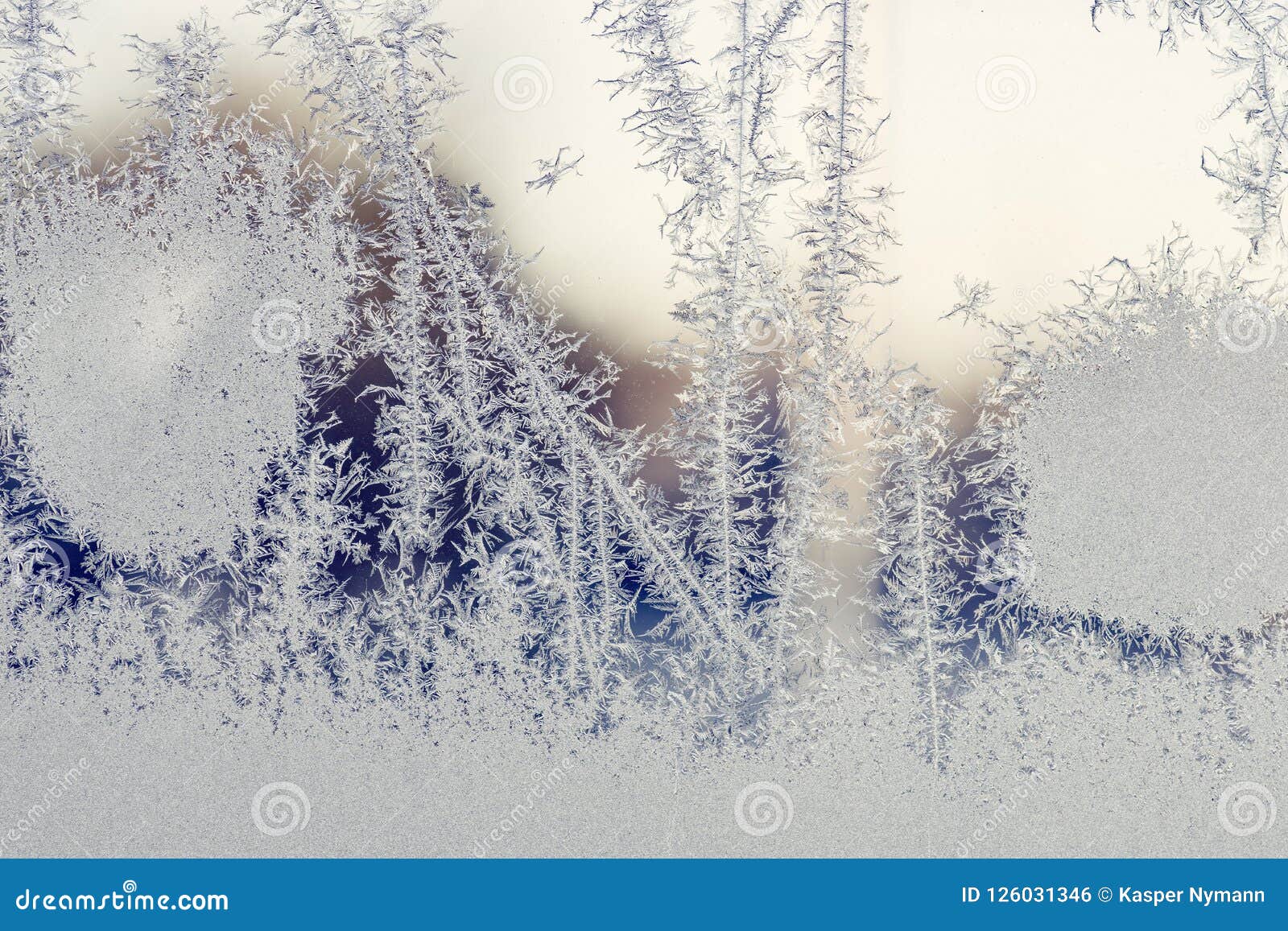 Sunrise Behind a Window with Frost Patterns Stock Photo - Image of ...