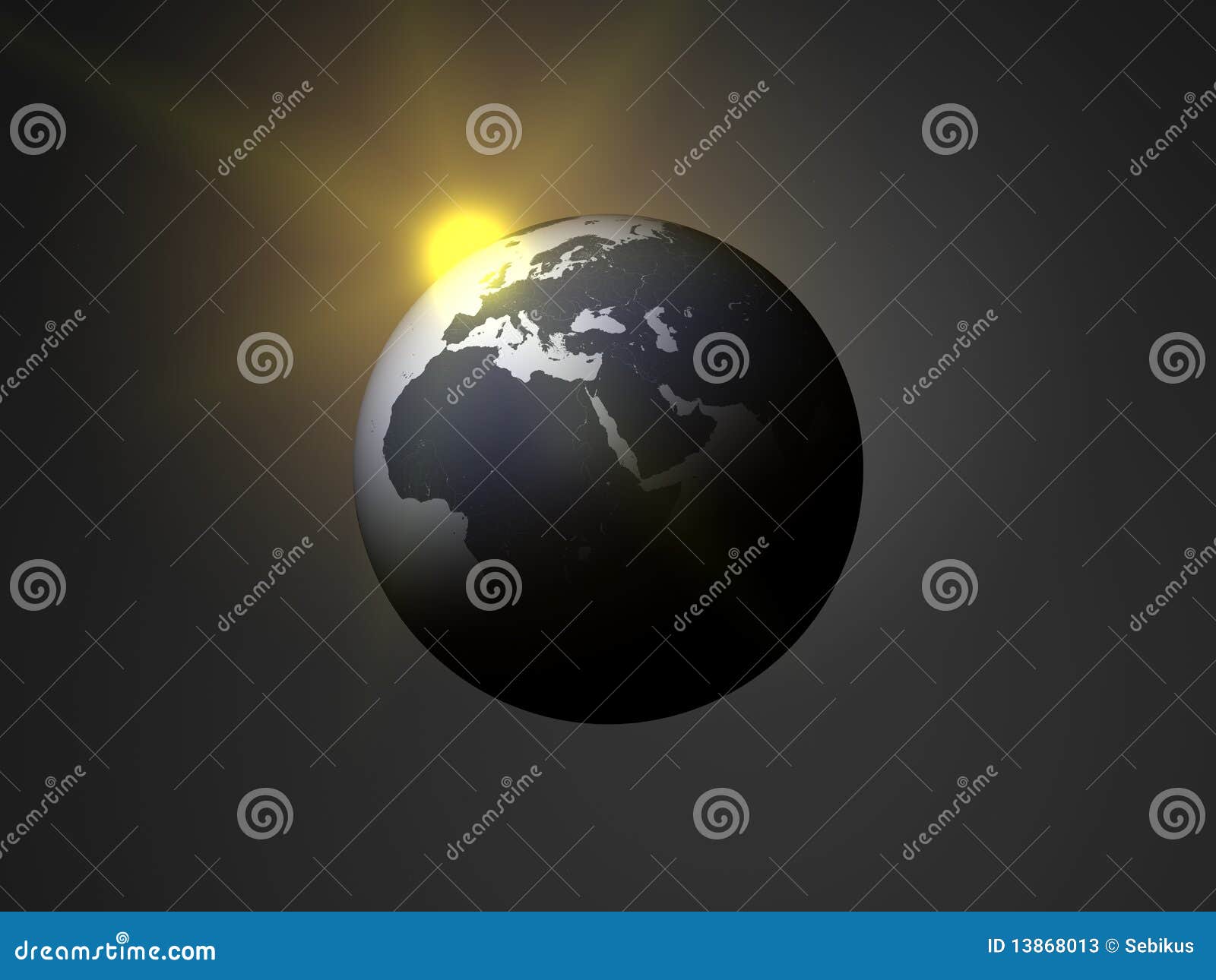 Sunrise in black stock illustration. Illustration of global - 13868013