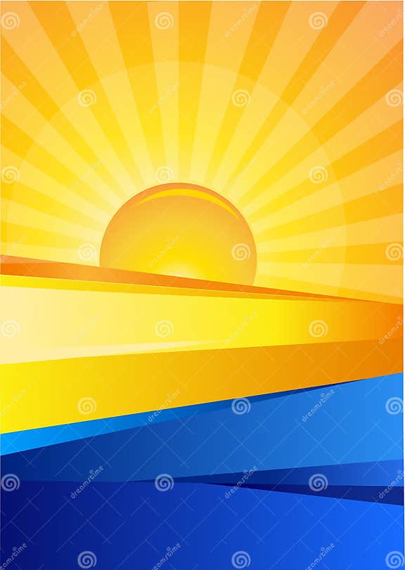 Sunrise and Blue Sea Design Stock Vector - Illustration of design ...