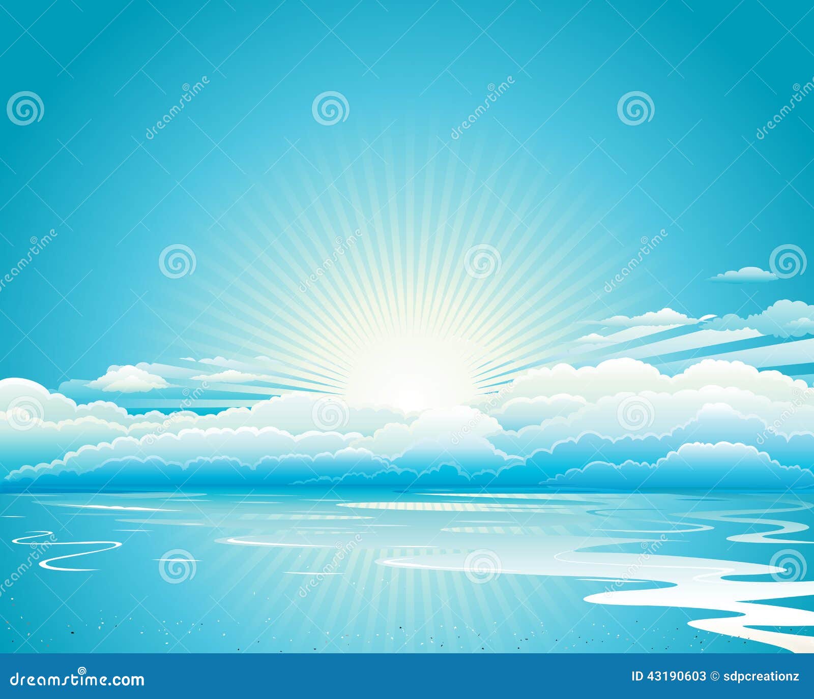 Sunrise Blue Sky and Clouds Stock Illustration - Illustration of ...