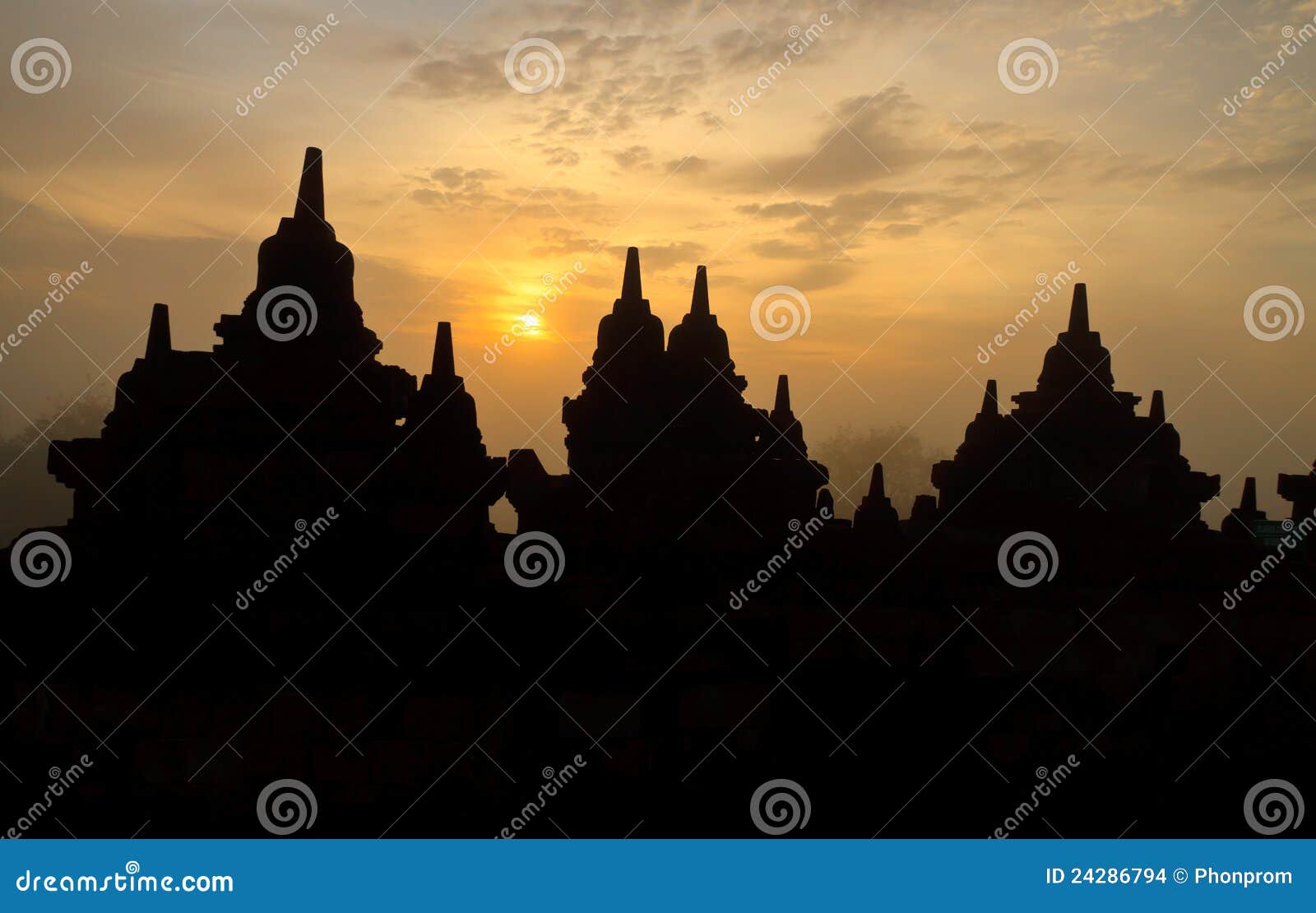 Sunrise at Borobudur Temple. Stock Photo - Image of classical ...