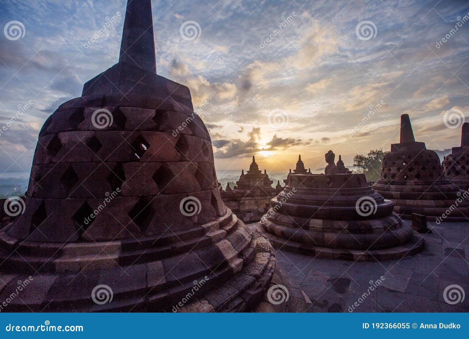 Sunrise at Borobudur Temple, Java, Bali Stock Image - Image of ...
