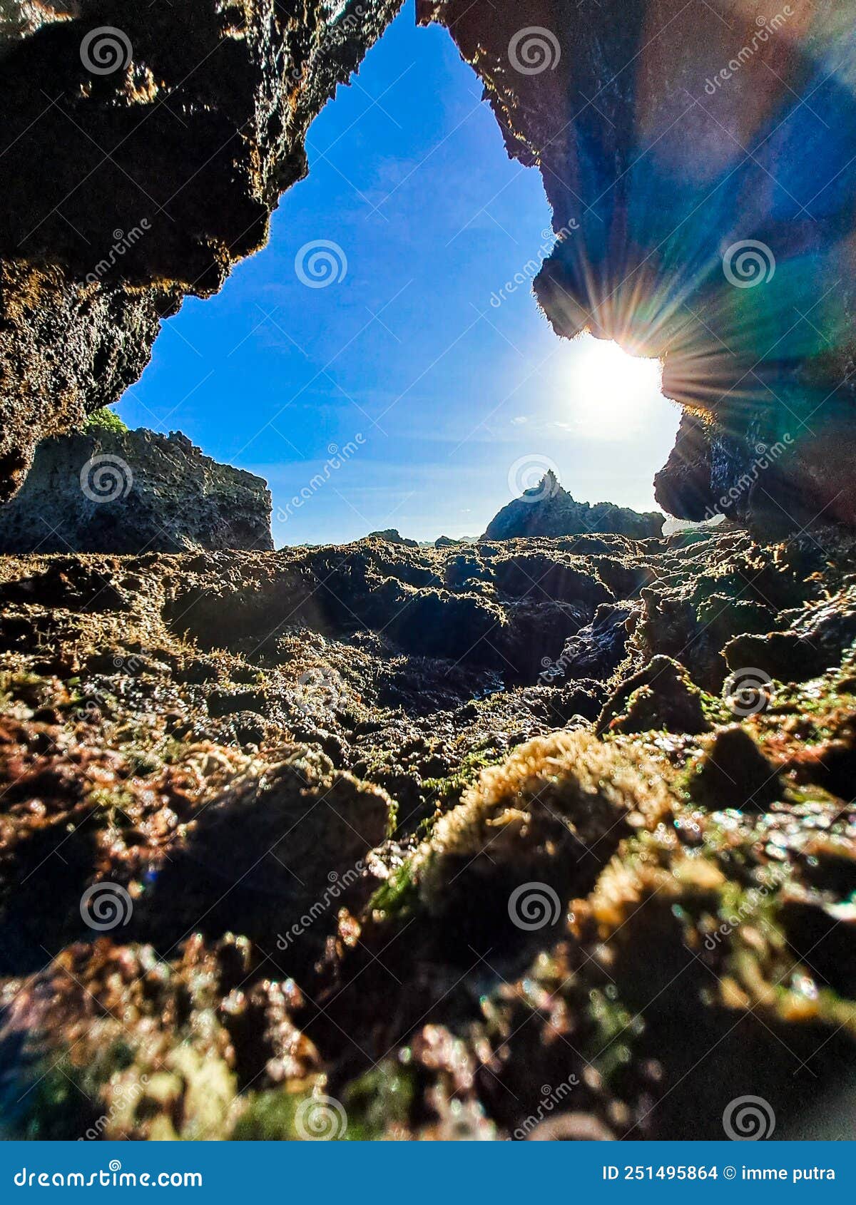 Sunrise Cave Beach Indonesia Stock Photo - Image of formation, darkness ...