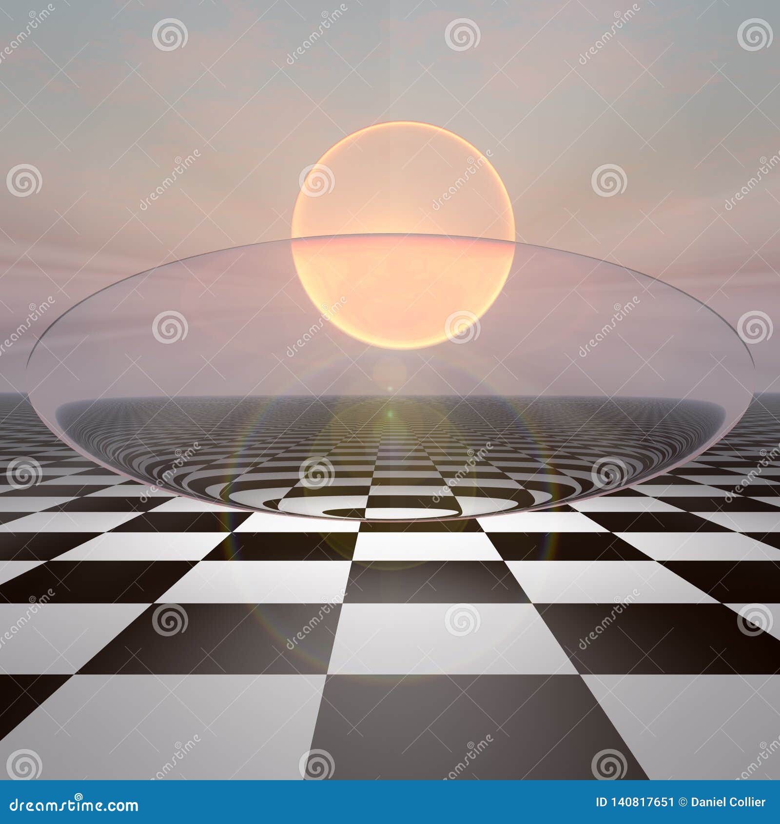 Sunrise Checkered Crystal Sphere Stock Illustration - Illustration of ...