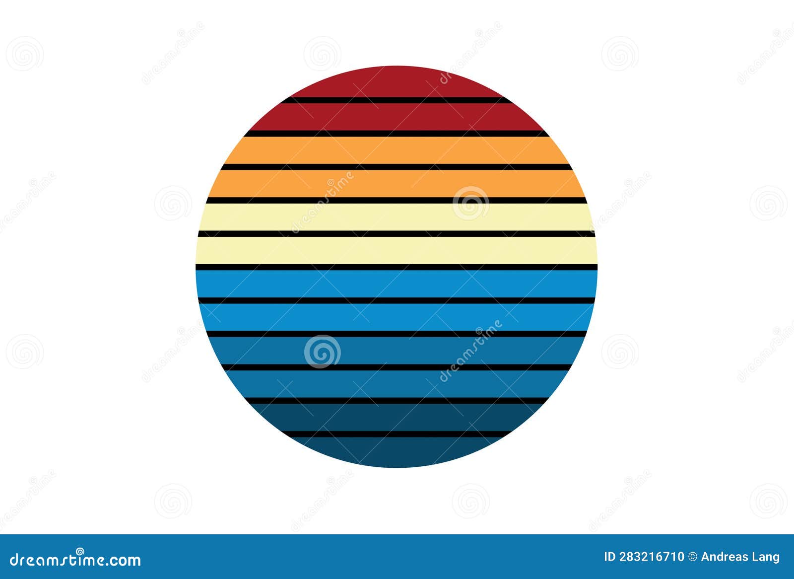 Sunrise Circle Vintage Shape Stripe Symbol Stock Illustration ...