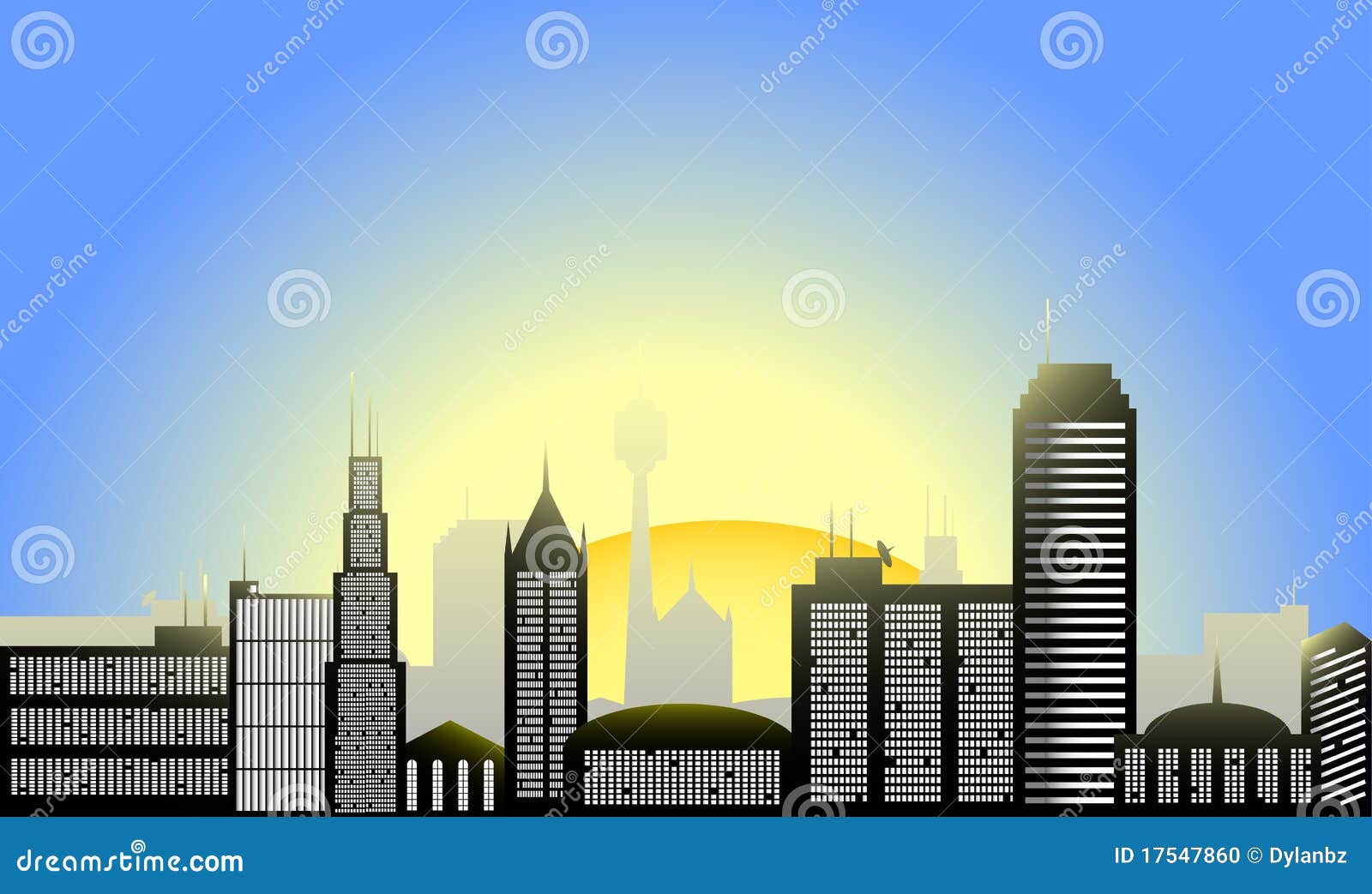 Sunrise City Scape: Hyper-Realistic 360-Degree View Royalty-Free Stock ...