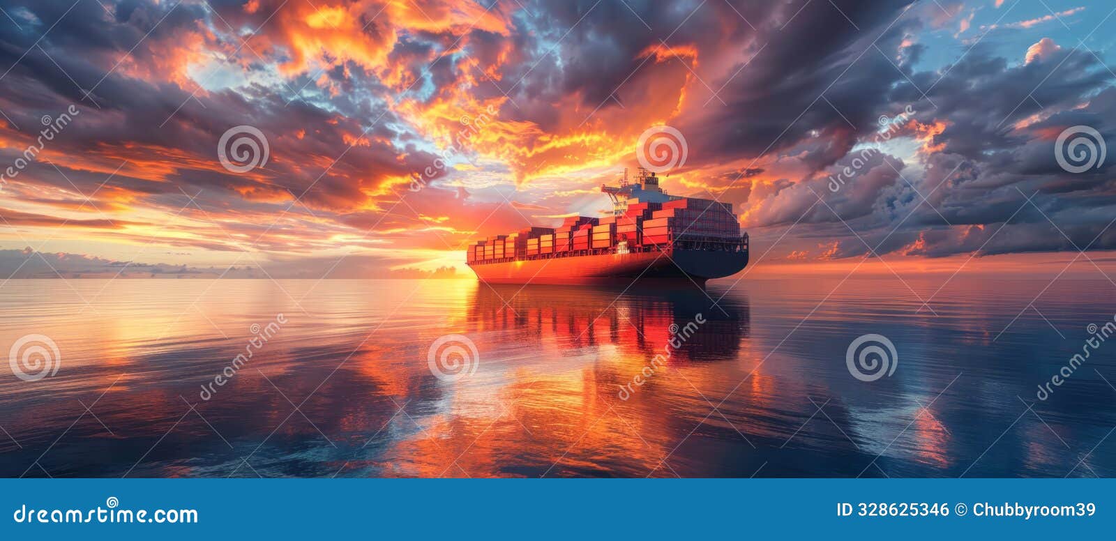 Sunrise Container Cargo Ship Logistics in Import-export Industry Stock ...