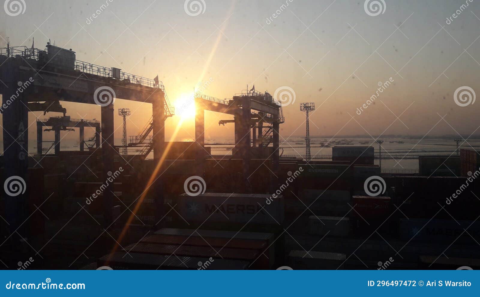 Sunrise at the Container Port Stock Photo - Image of container, sunrise ...