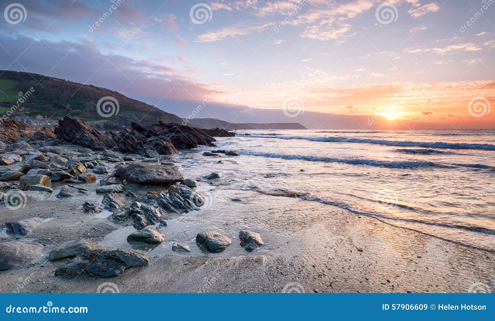 Sunrise on the Cornwall Coast Stock Image - Image of seashore, coastal ...