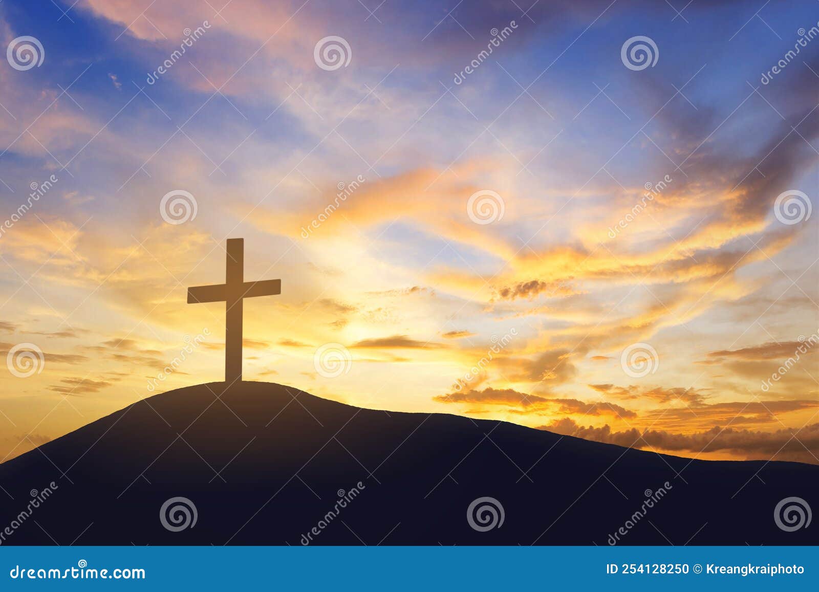 Sunrise and Cross on Mountain Stock Photo - Image of lord, religion ...
