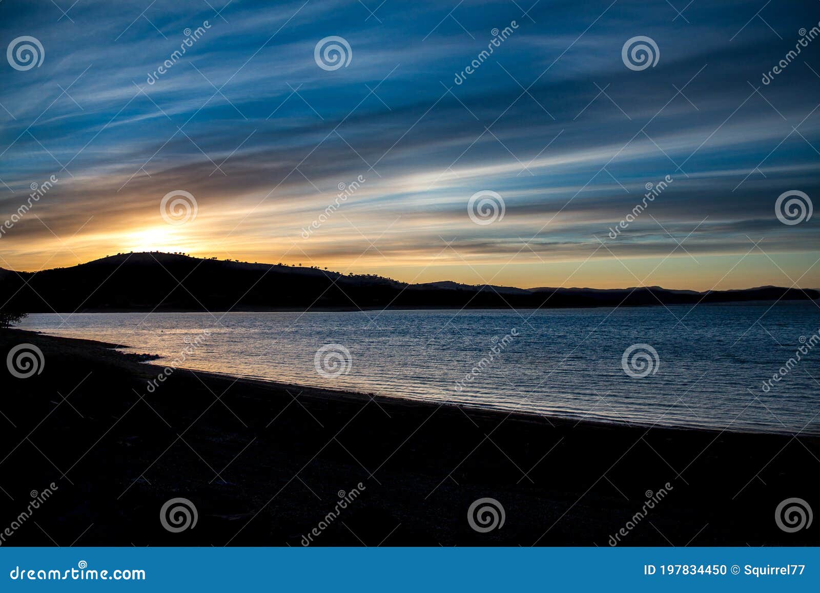 Dawn Overlooking Hume Dam Across Murray River, New South Wales ...