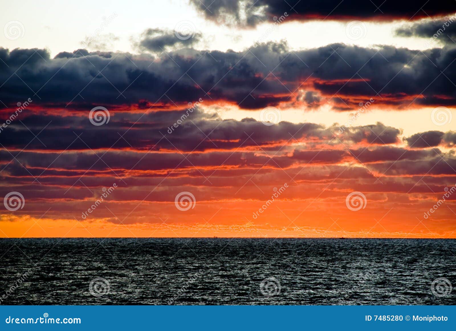 Sunrise with Dark Dramatic Clouds in Miami Beach Stock Photo - Image of ...