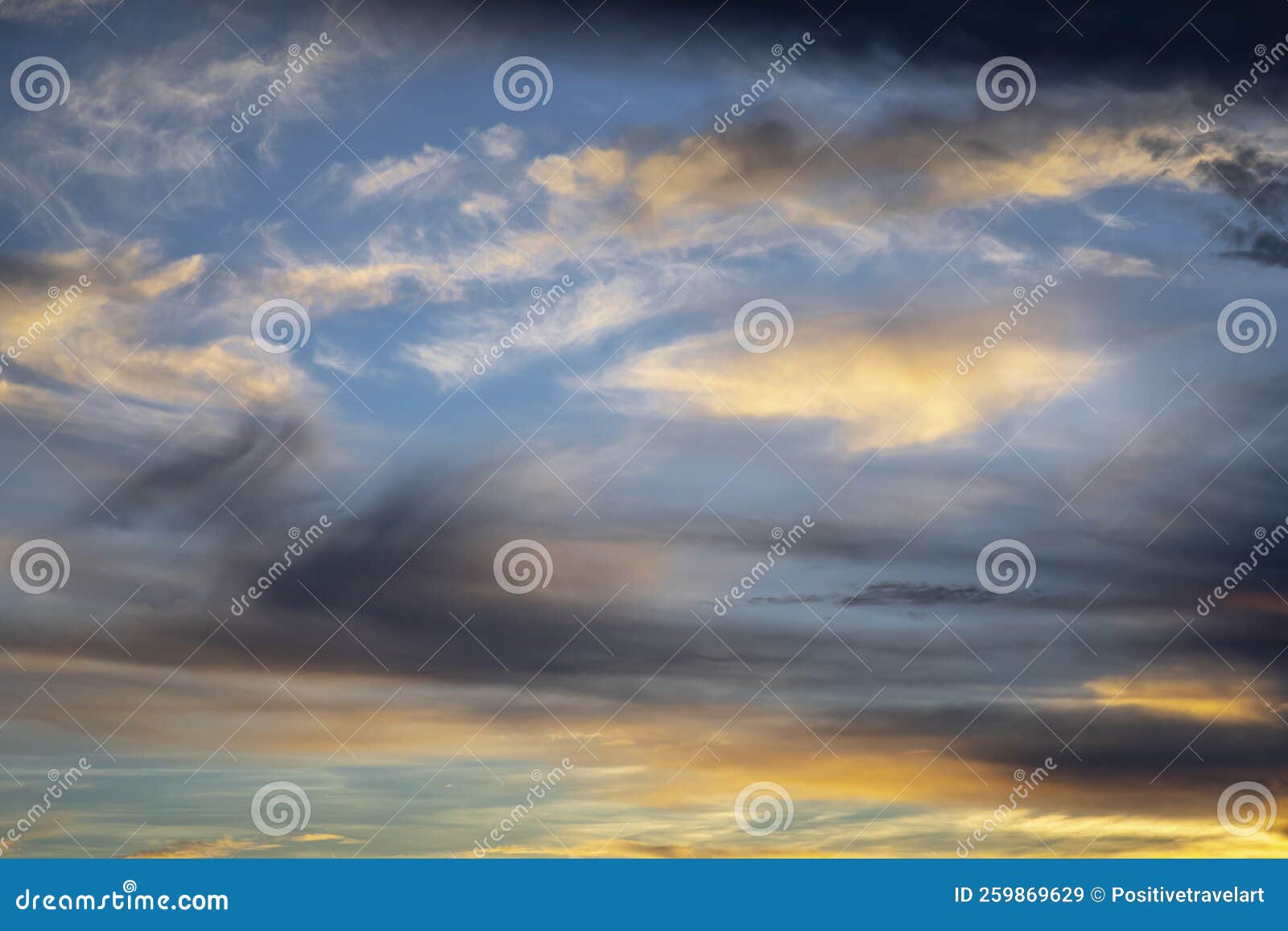Sunrise Dramatic Sky with Clouds in a Row, Colorful Cloudscape Stock ...