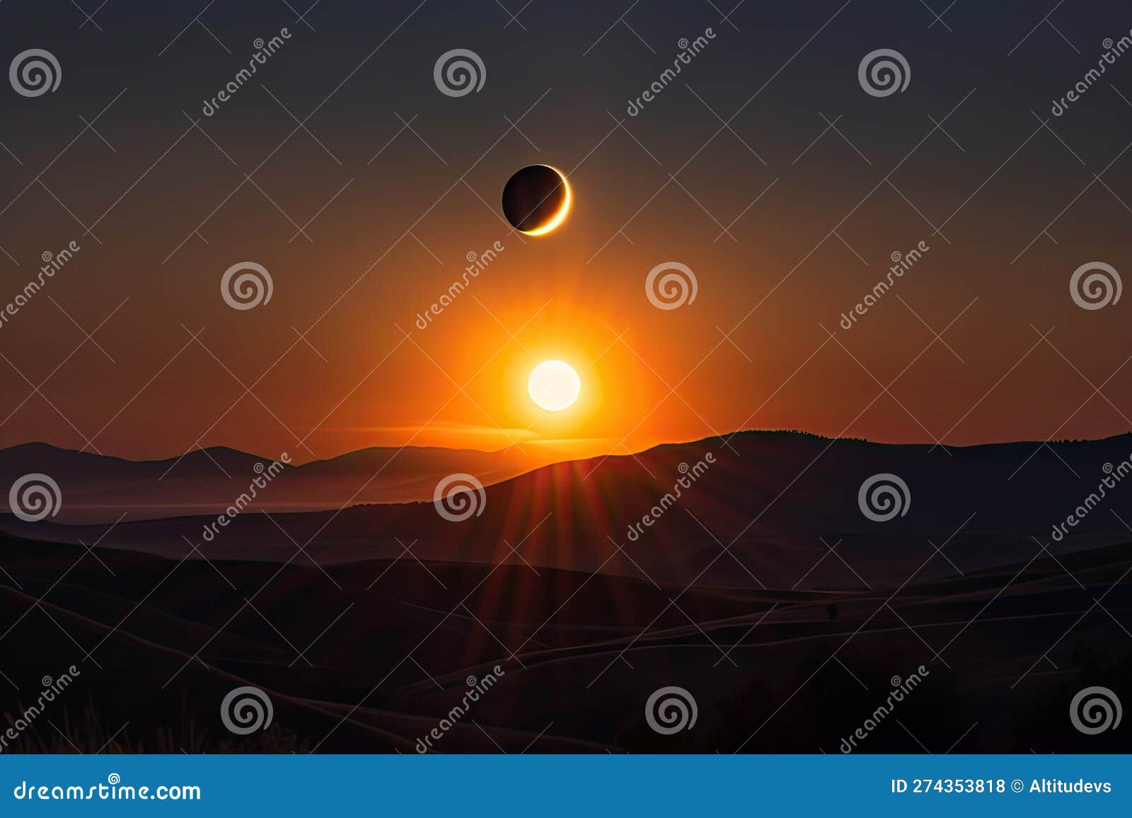 Sunrise during Eclipse, with the Sun and Moon in Perfect Alignment ...