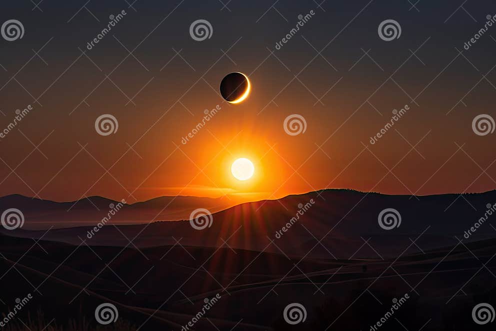 Sunrise during Eclipse, with the Sun and Moon in Perfect Alignment ...