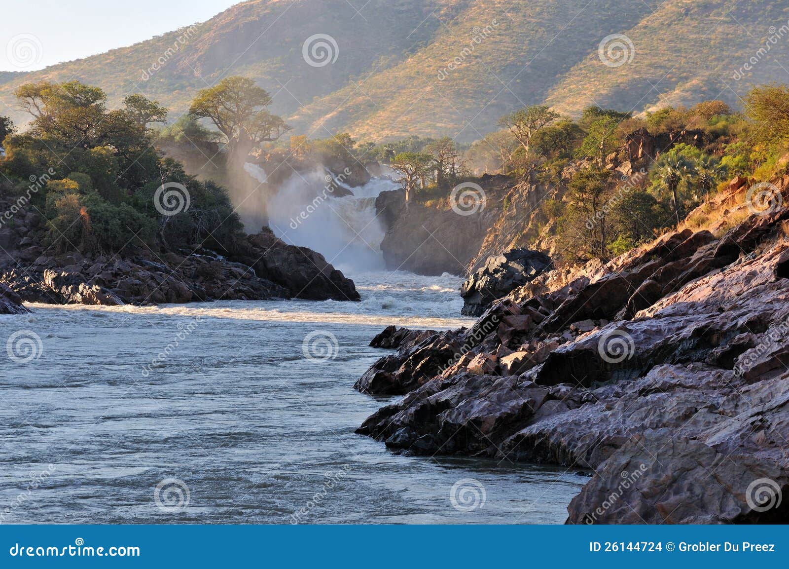Sunrise at the Epupa Waterfall, Namibia Stock Photo - Image of sunrise ...