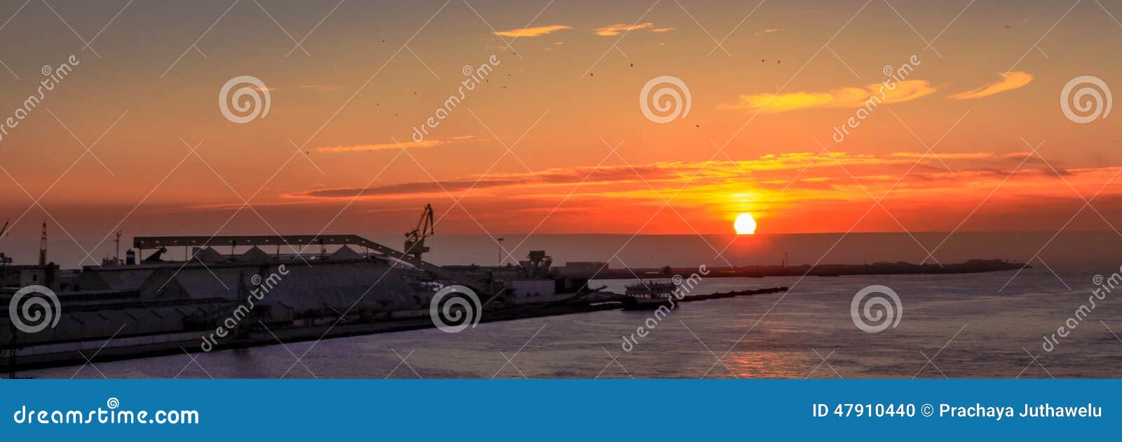 Sunrise with Factory in Port, Sfax Stock Photo - Image of left, port ...
