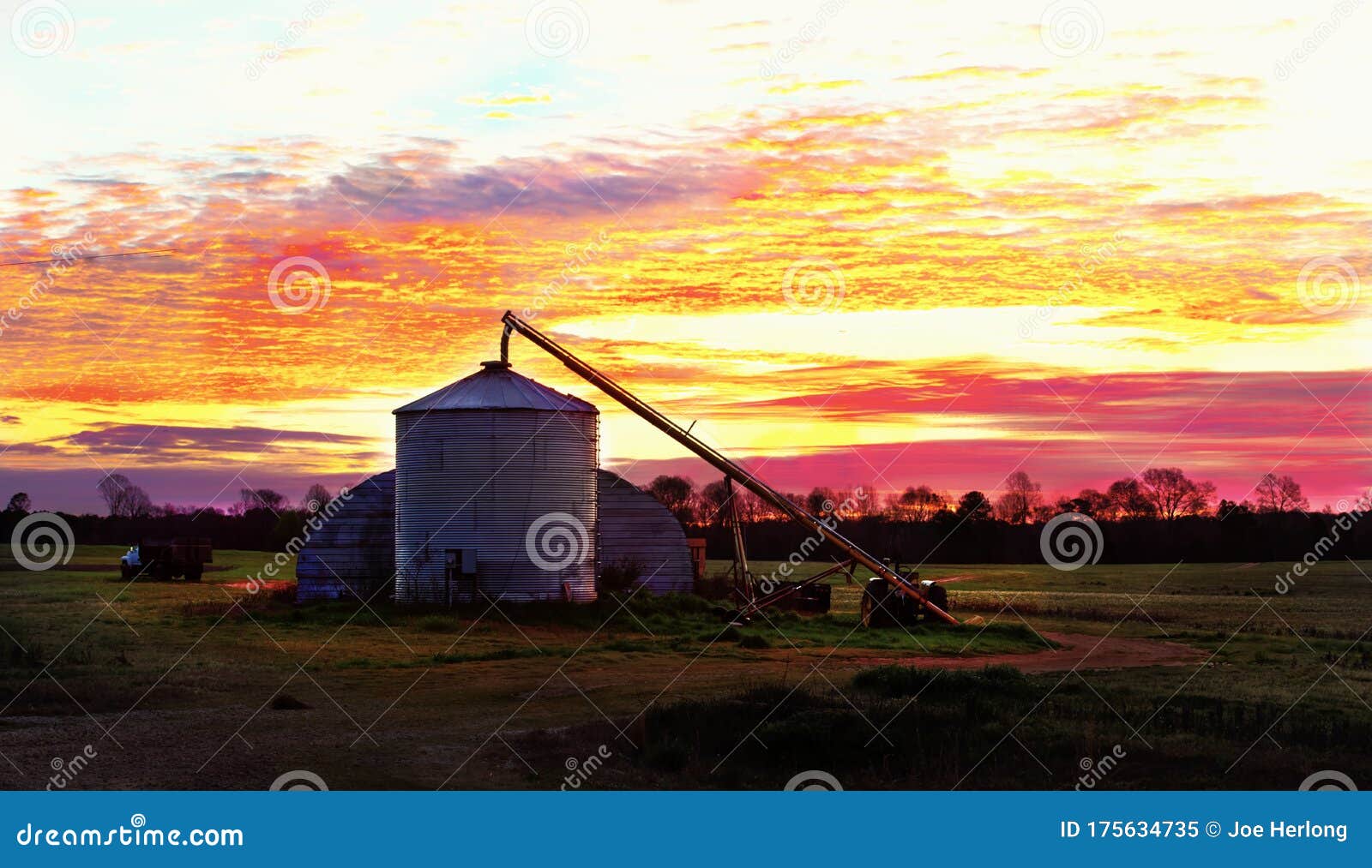 Sunrise on a farm. stock image. Image of nature, natural - 175634735