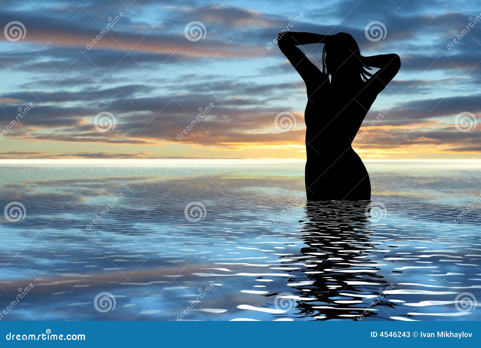 Sunrise girl stock illustration. Illustration of girl - 4546243