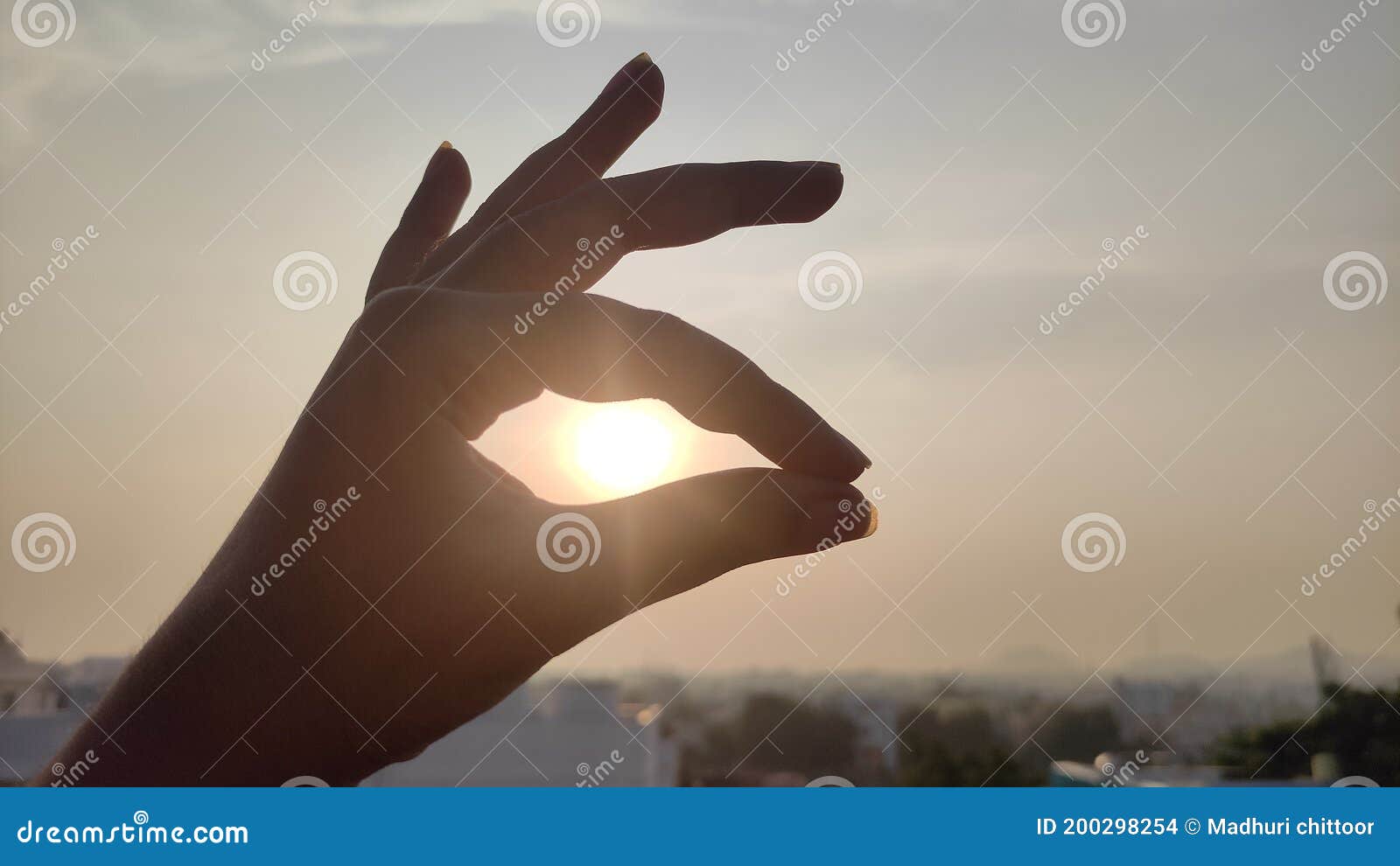 Sunrise and a hand stock photo. Image of warangal, india - 200298254