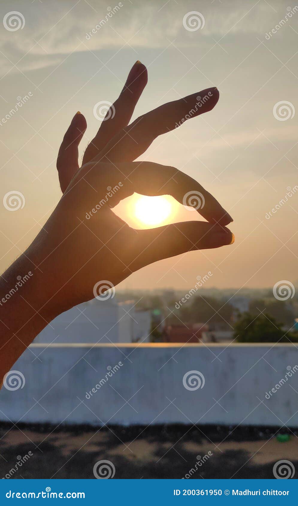 Sunrise and a Hand Vertical Stock Photo - Image of organ, blue: 200361950