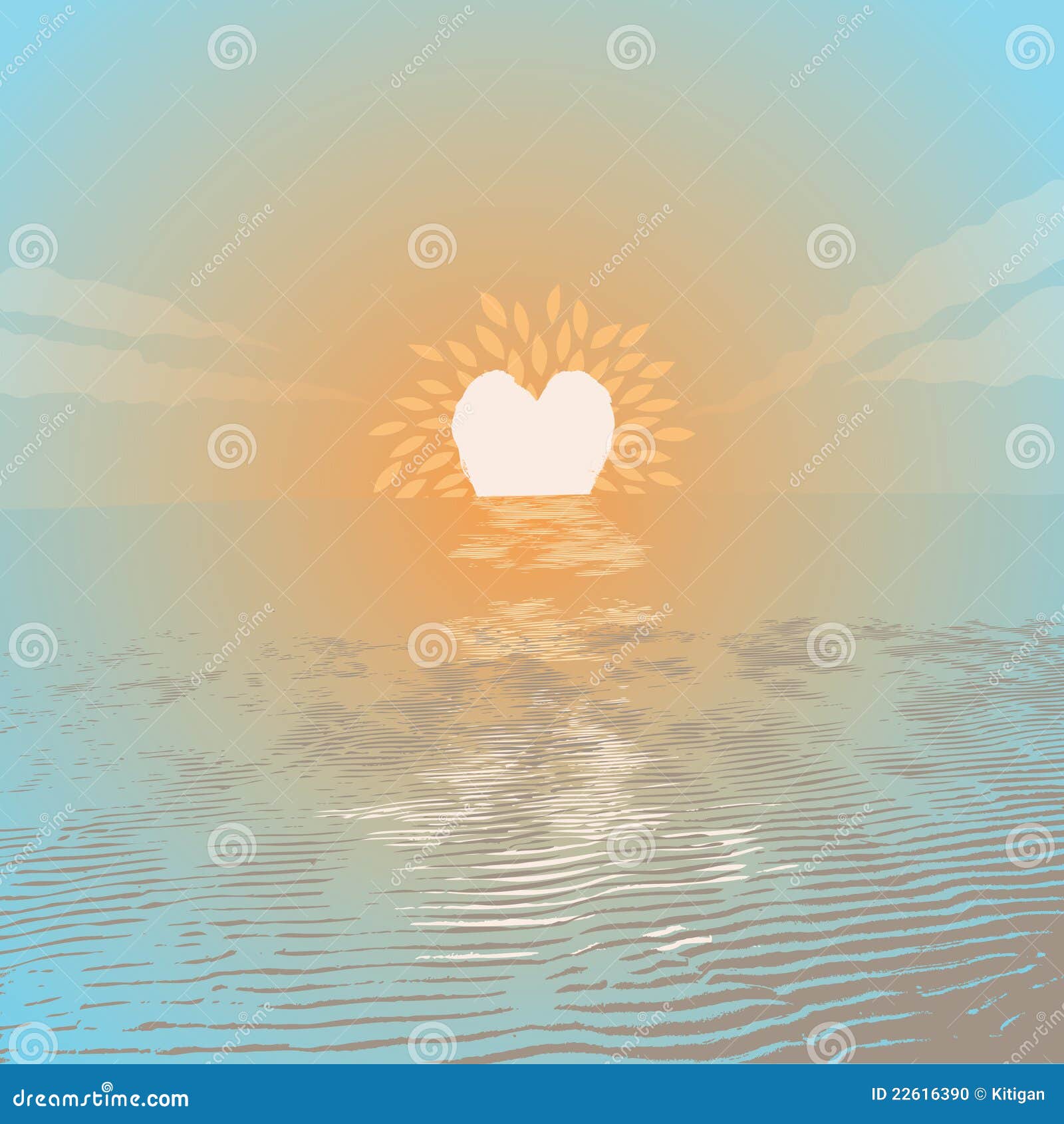 Sunrise of Heart stock illustration. Illustration of silhouette - 22616390