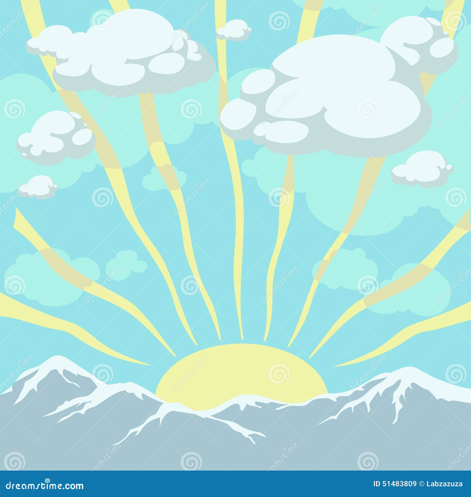 Sunrise in High Mountain stock vector. Illustration of hill - 51483809