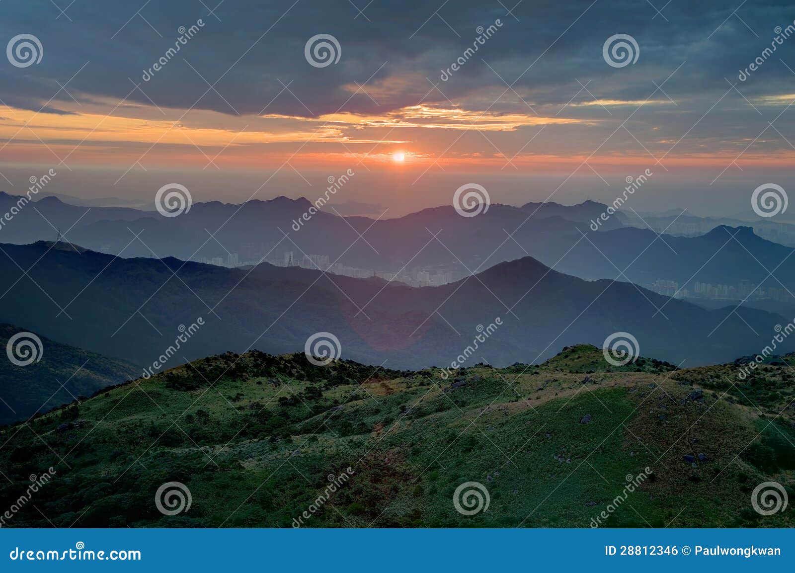 Sunrise in Hillside stock photo. Image of morning, station - 28812346