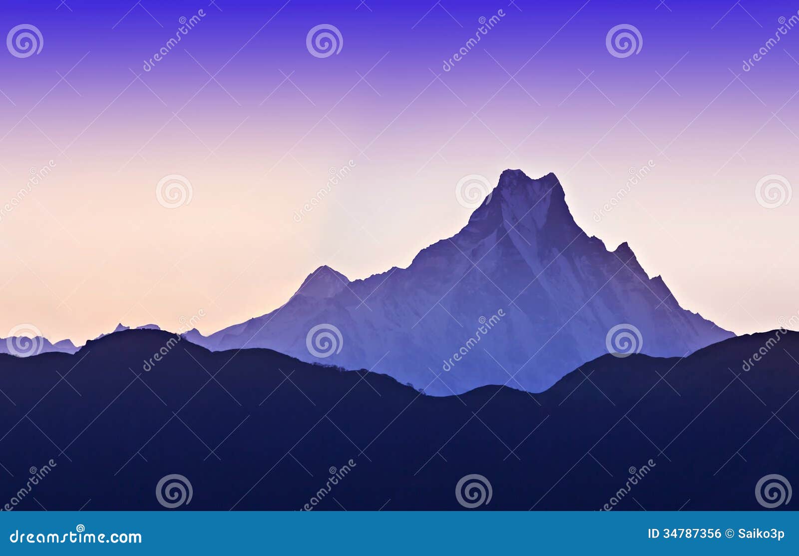 Sunrise in Himalaya stock photo. Image of machapuchare - 34787356