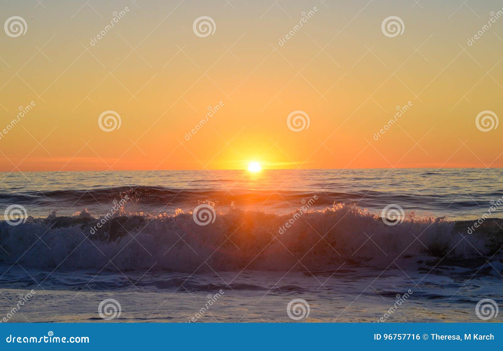 Sunrise at Horizon Line in Ocean City Stock Photo - Image of water ...