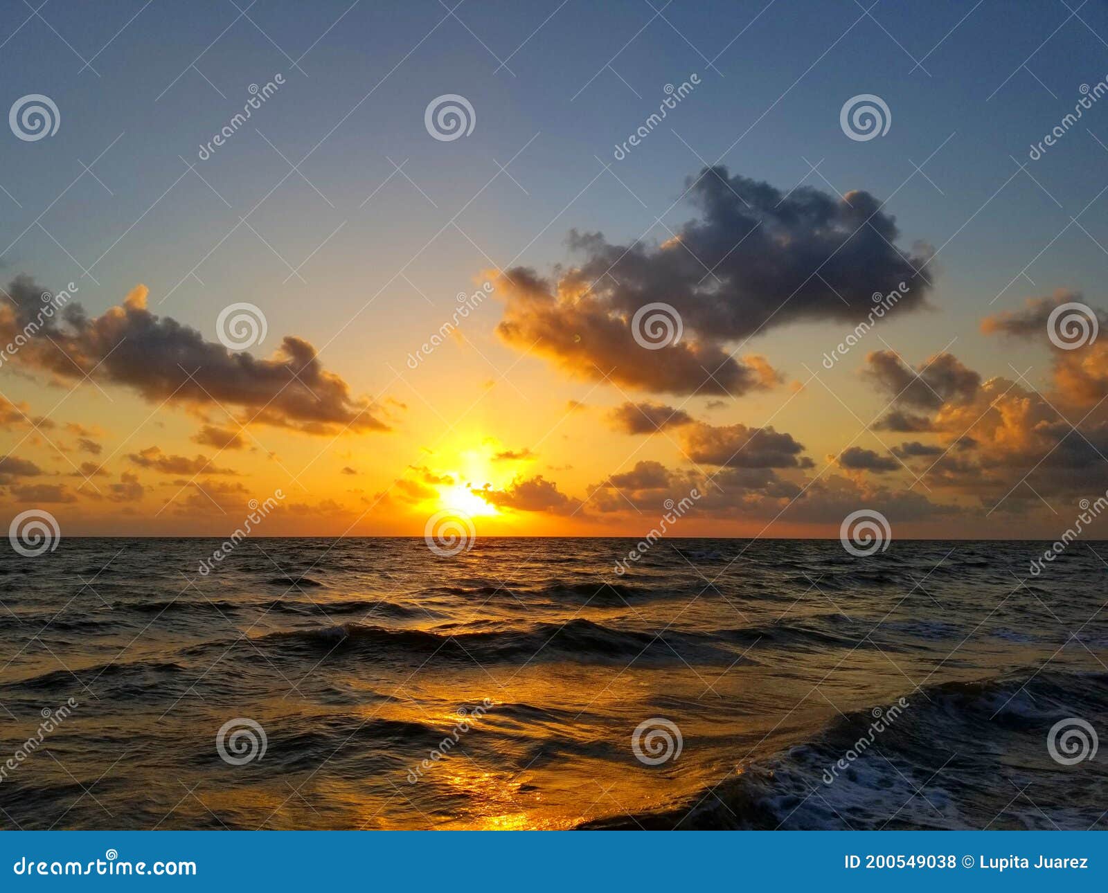 Sunrise on the horizon. stock photo. Image of wave, shore - 200549038