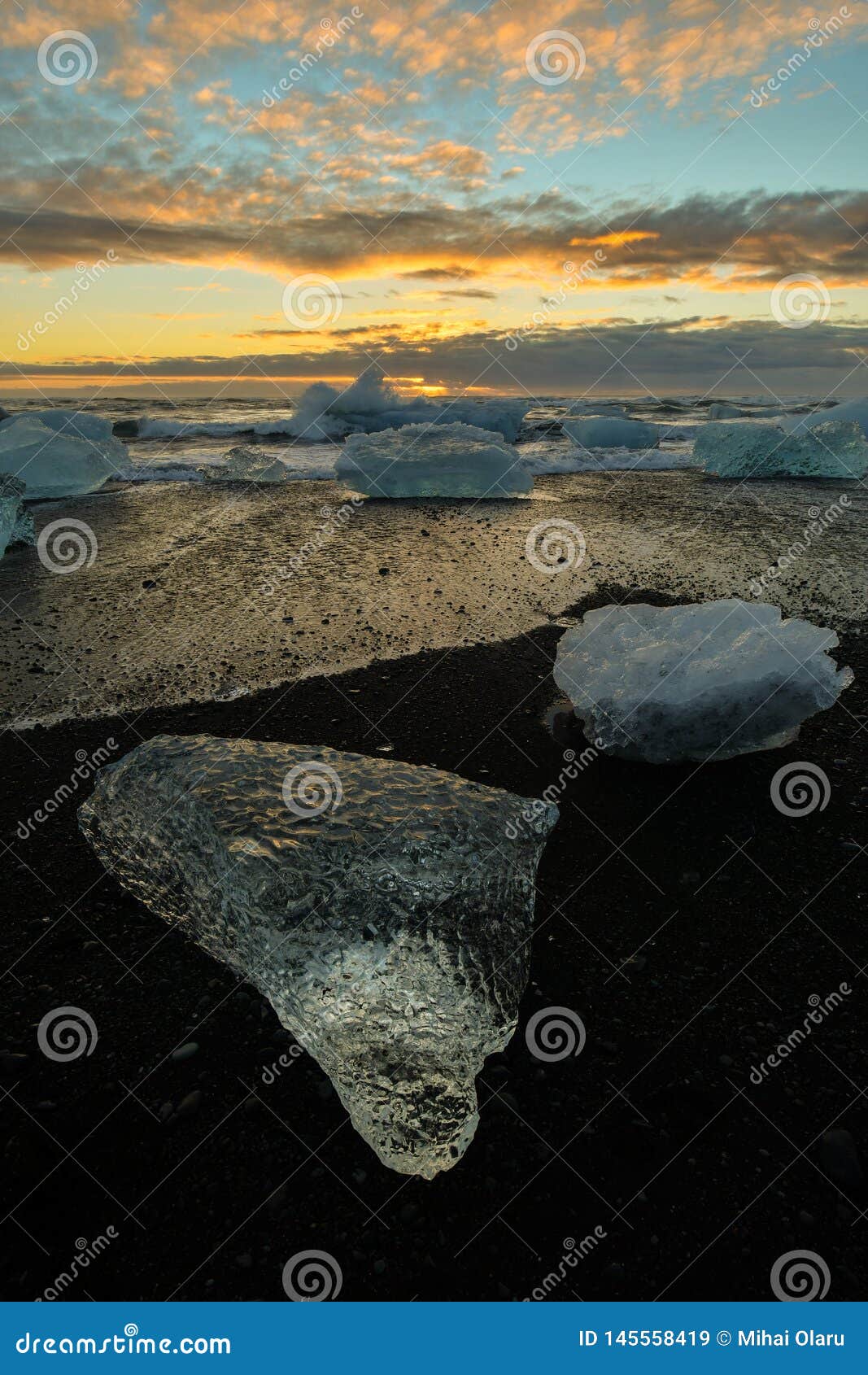 Sunrise with ice and sea stock image. Image of view - 145558419