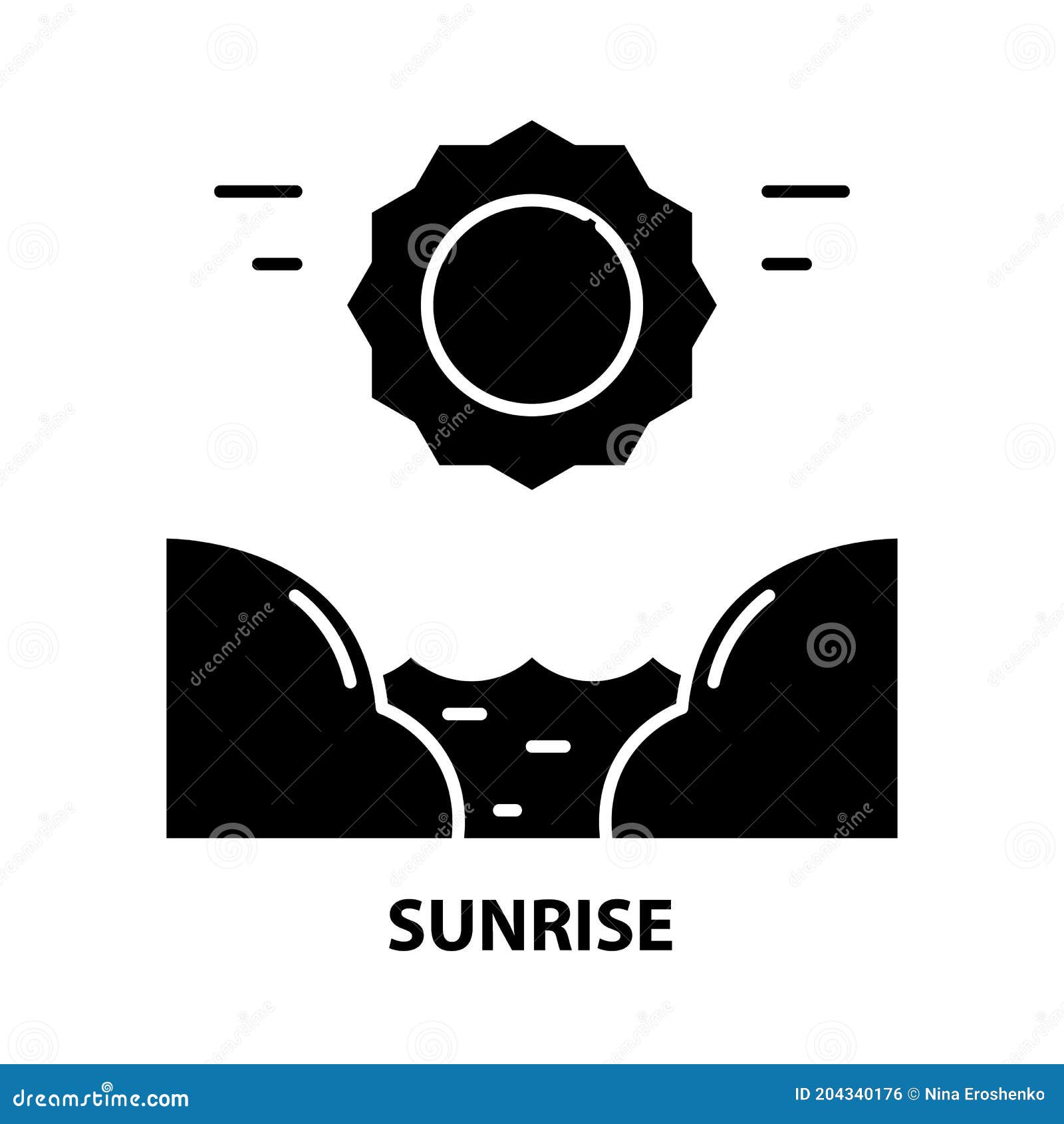 Sunrise Icon, Black Vector Sign with Editable Strokes, Concept ...