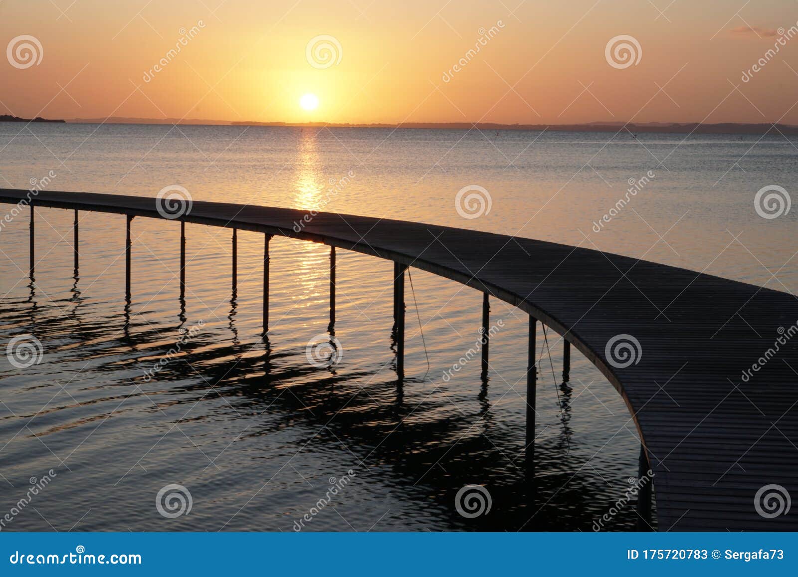 Sunrise on the Infinite Bridge of Aarhus Stock Image - Image of lake ...