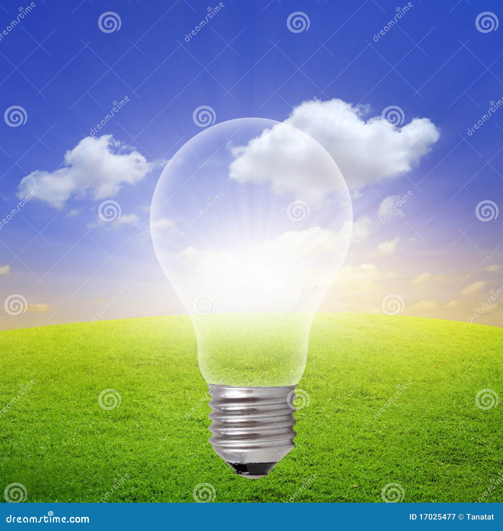 Sunrise inside light bulb stock image. Image of cloud - 17025477