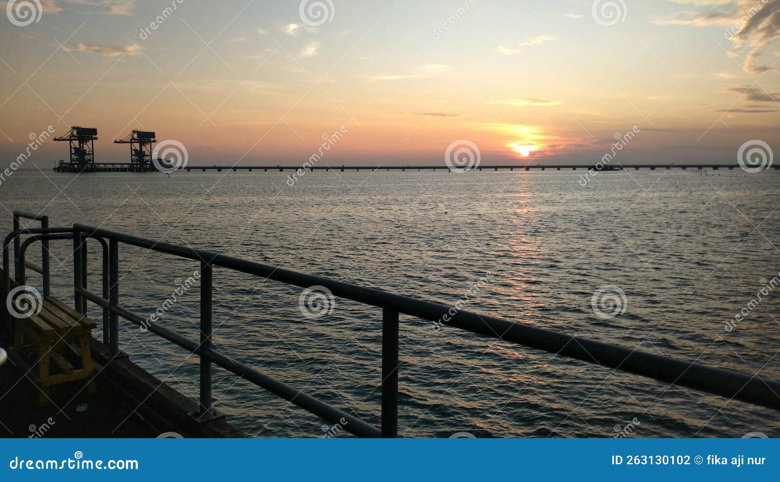 Sunrise at Jetty Area of Power Plant Stock Photo - Image of ocean ...