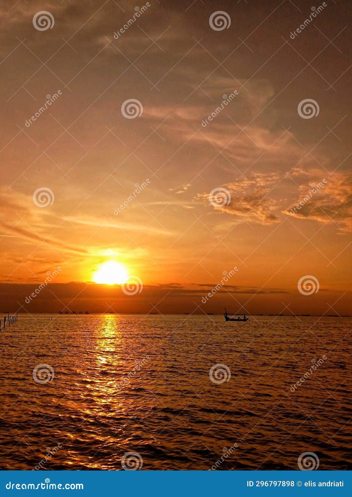 Sunrise at Kejawanan Beach at Cirebon West Java Stock Photo - Image of ...