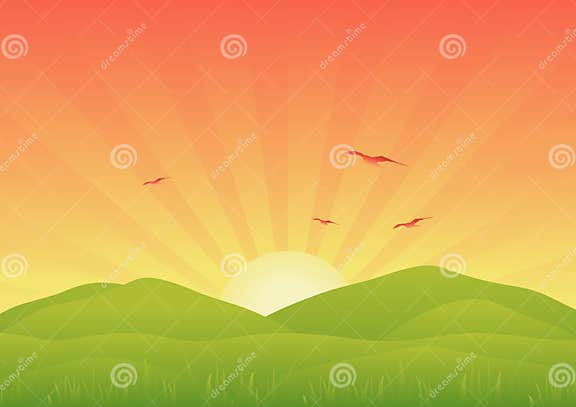 Sunrise Landscape stock vector. Illustration of colorful - 9597182