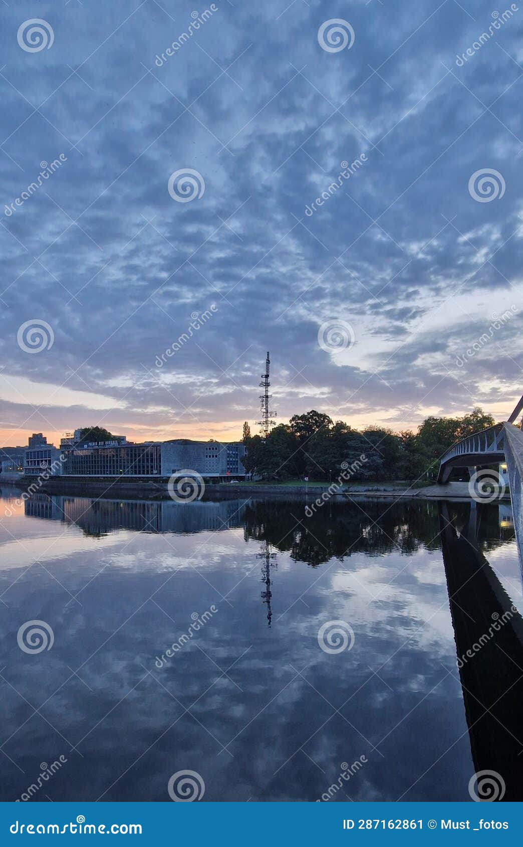 Sunrise Landscape of Liege Belgium Editorial Photo - Image of river ...