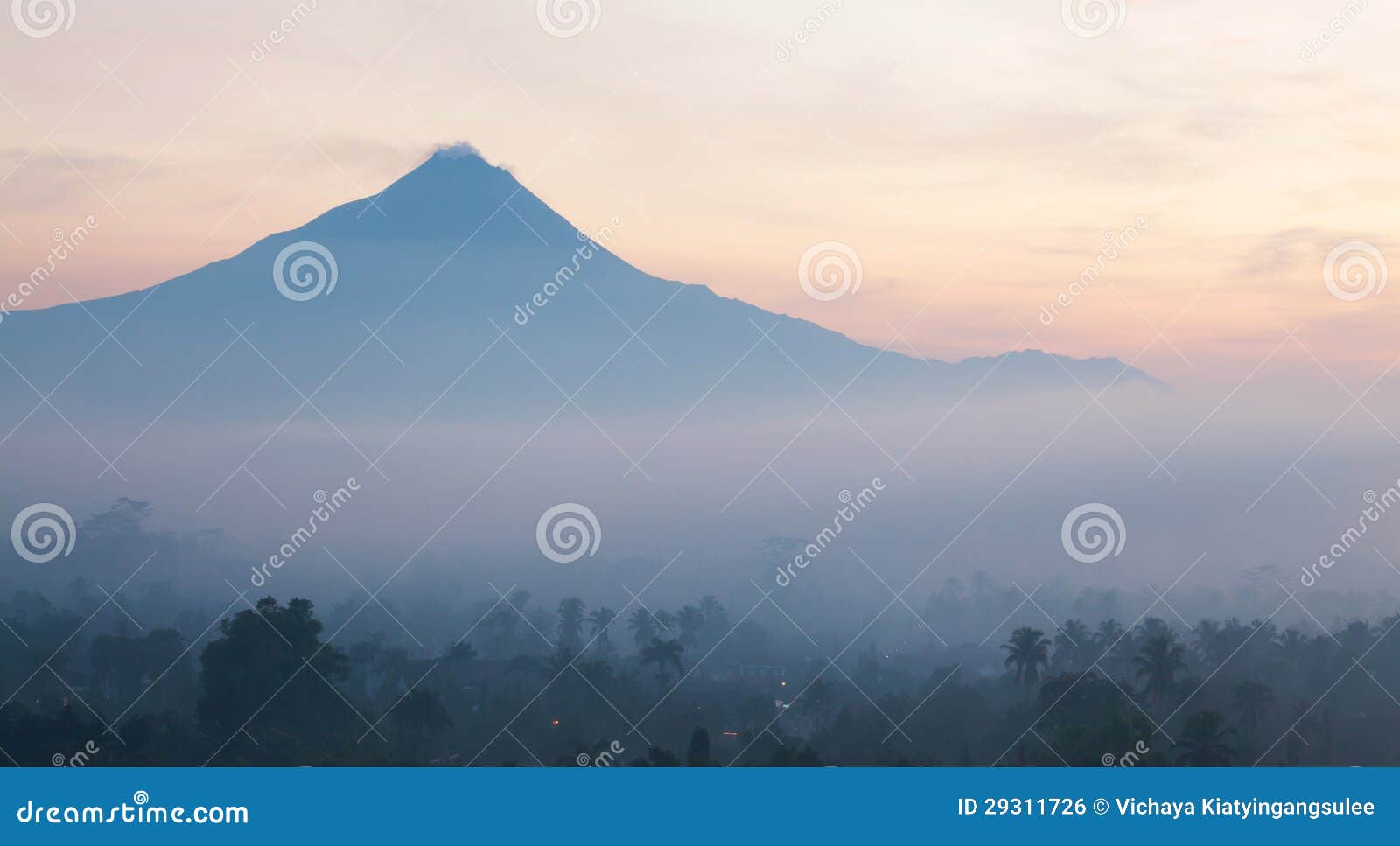 Sunrise Landscape Mountain Merapi Indonesia Stock Photo - Image of ...