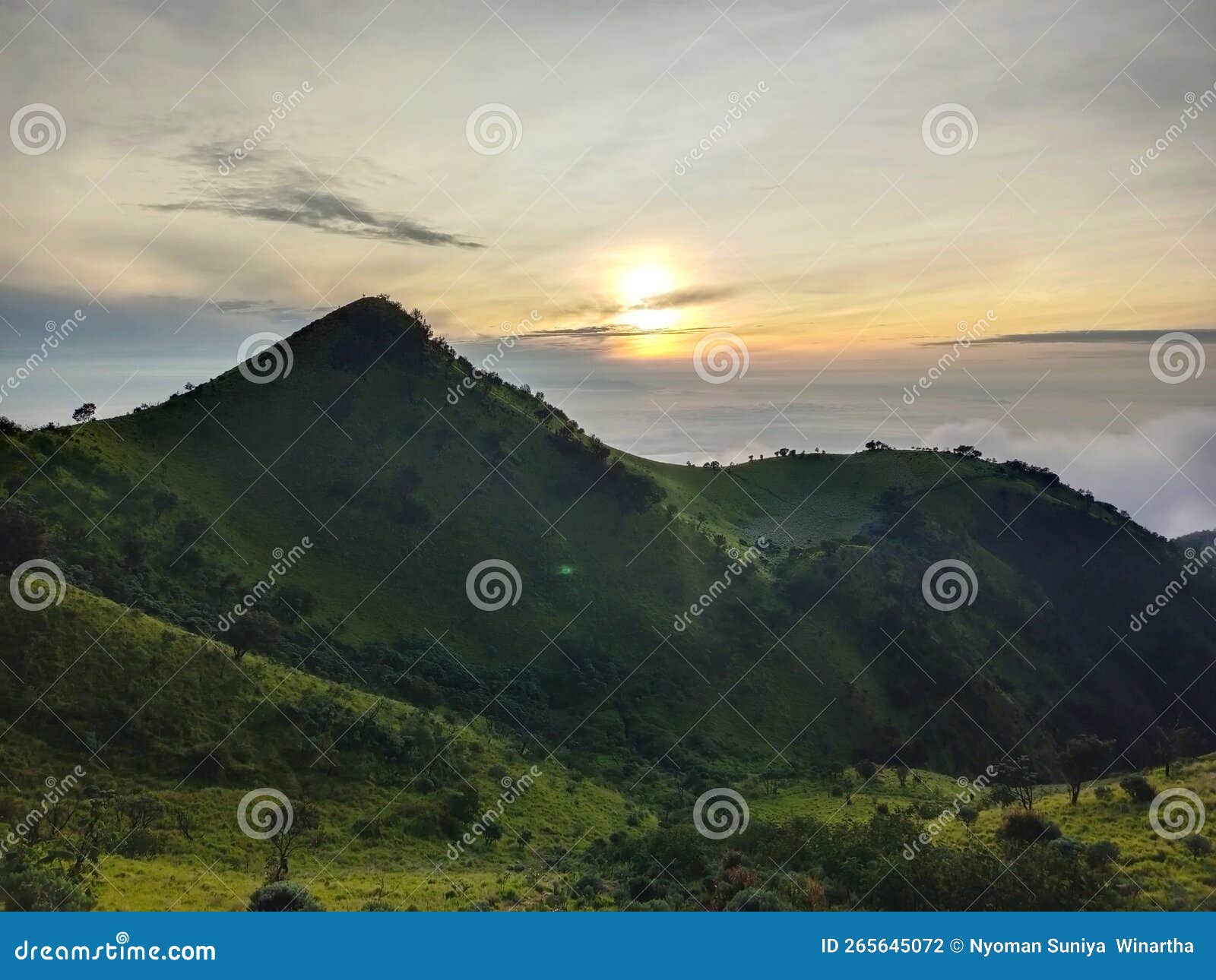 Sunrise at Lawu Mount stock photo. Image of mountain - 265645072