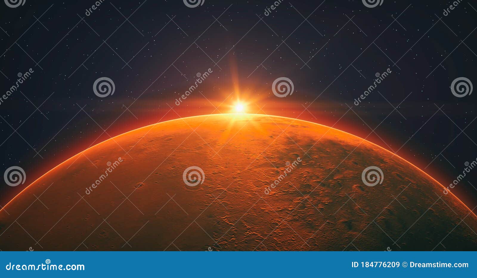 Sunrise on Mars, 3d Ilustration. Stock Illustration - Illustration of ...