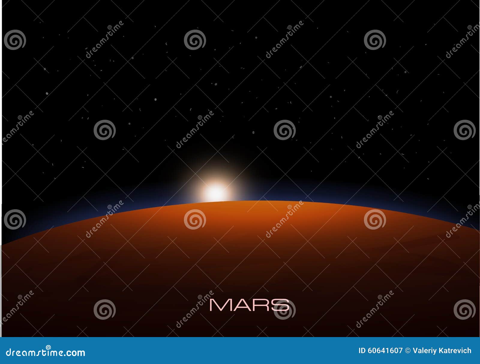 Sunrise on Mars with Stars. Vector Illustration Stock Vector ...