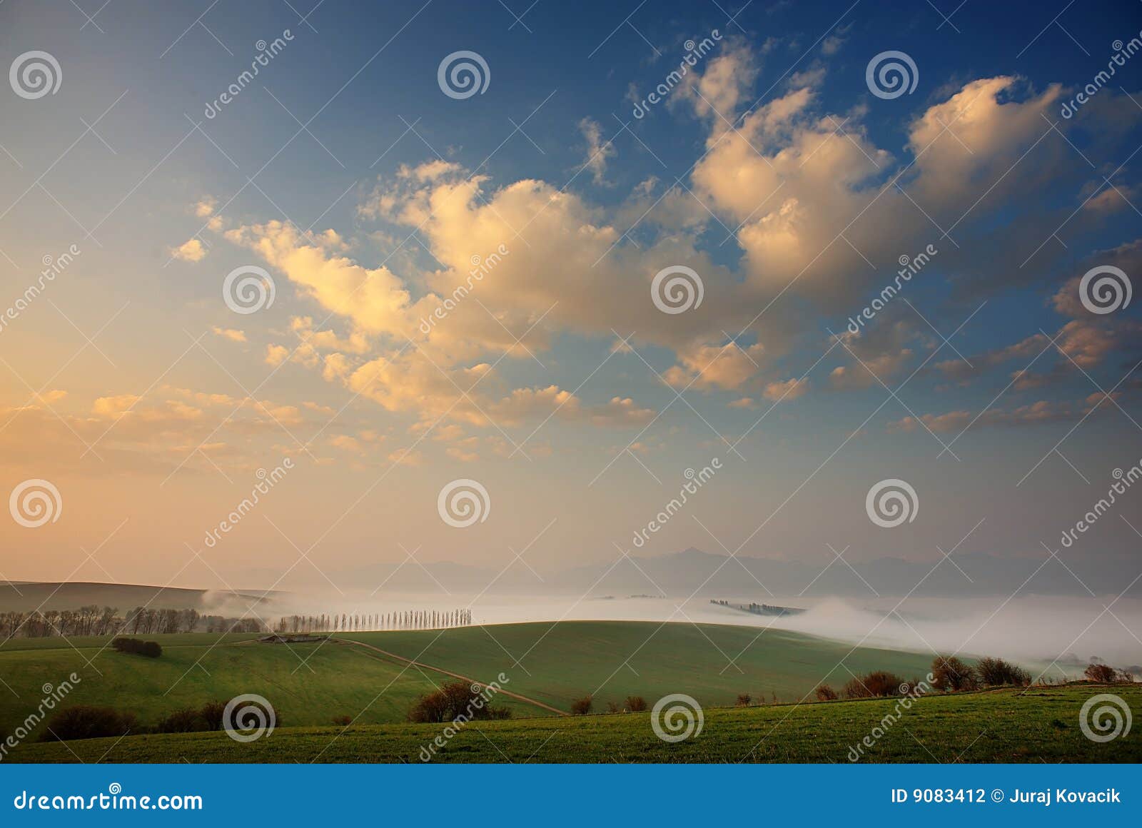 Sunrise on meadows stock photo. Image of meadows, blue - 9083412