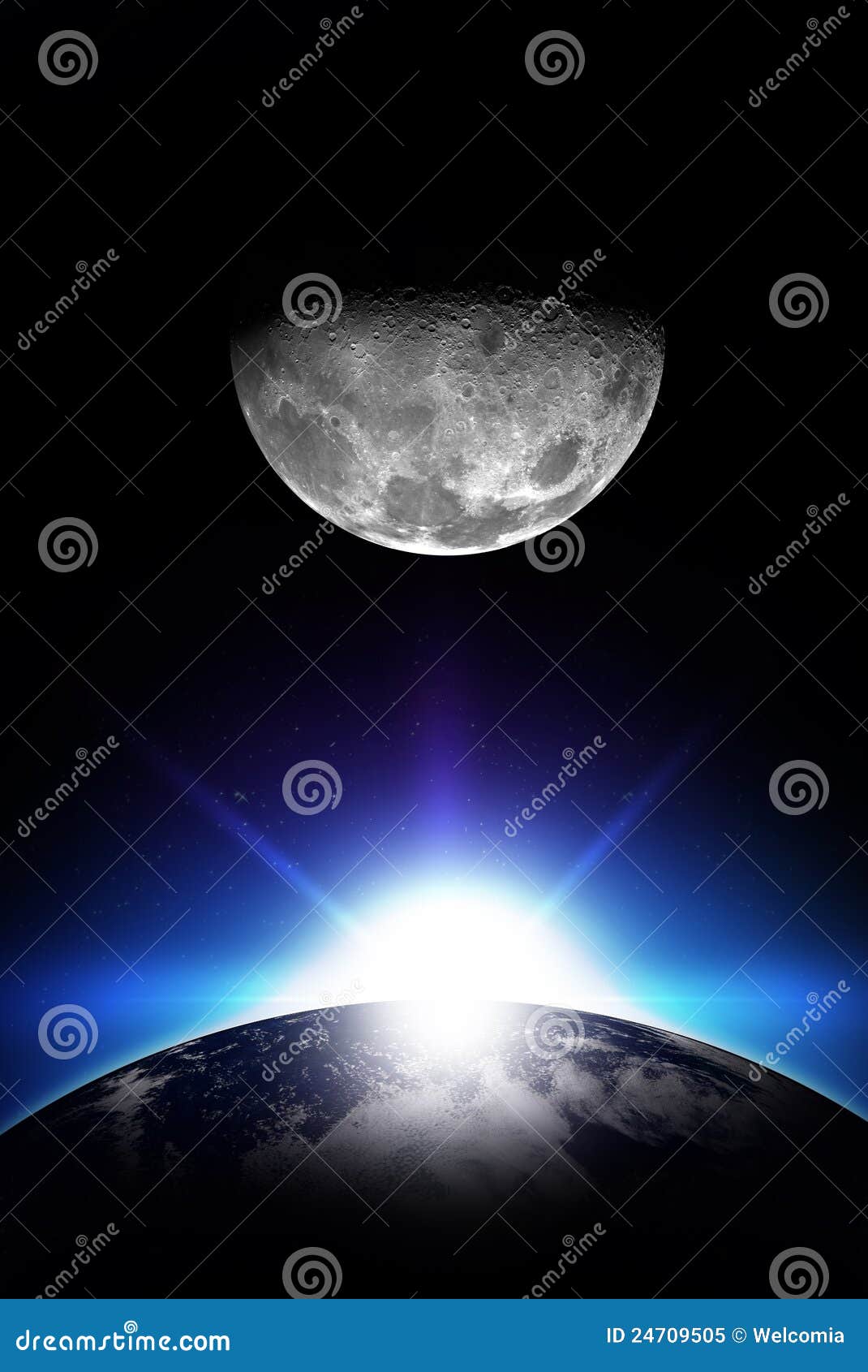 Sunrise and Moon stock illustration. Illustration of world - 24709505