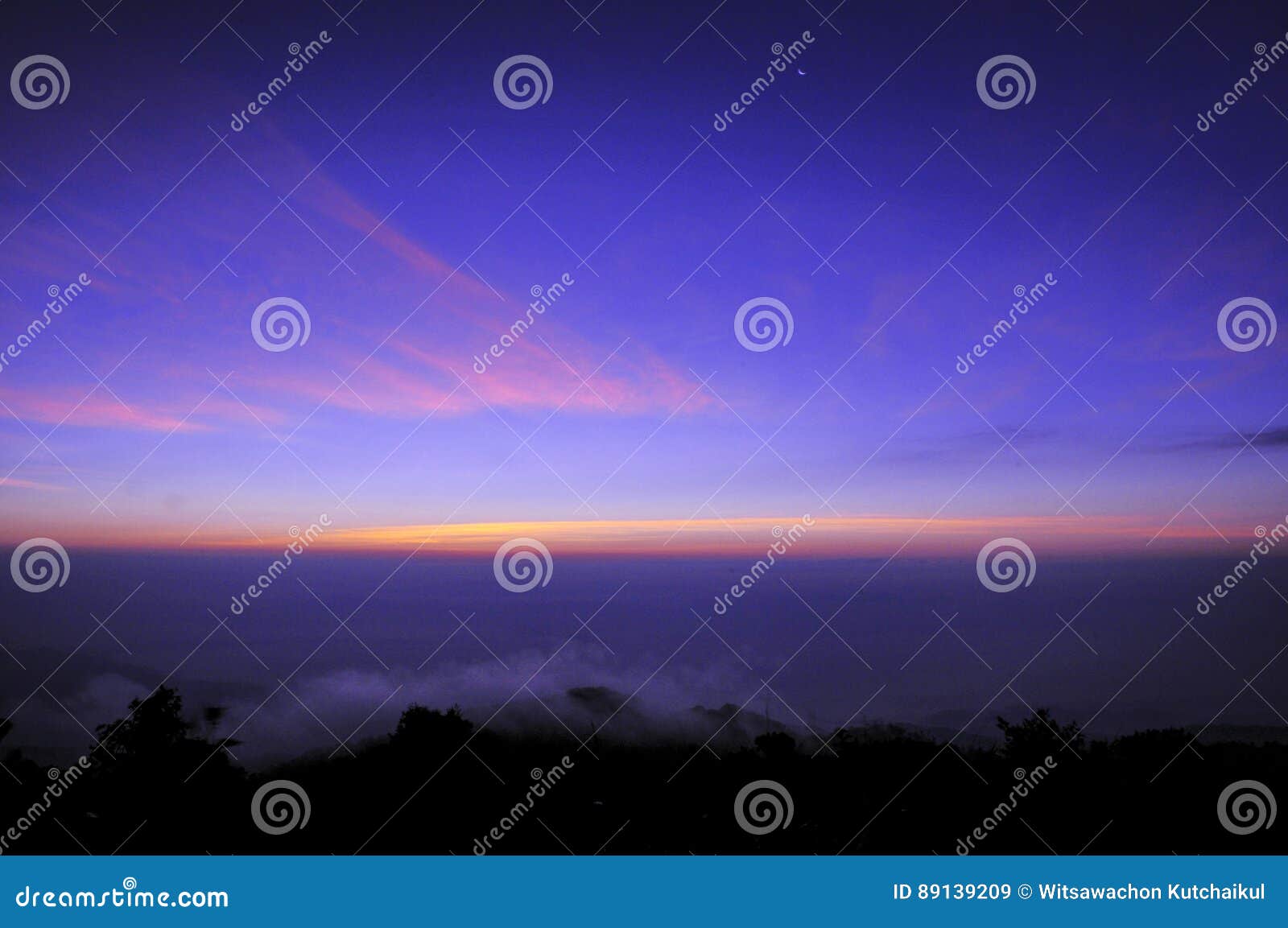 Sunrise and Moon Falls on the Mountains. Stock Image - Image of sunset ...